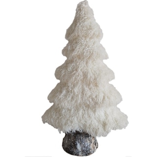 Fraser Hill Farm 32-In. White Furry Tree with Faux-Bark Trunk - Bed ...