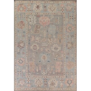 Muted Oushak Turkish Area Rug Hand-knotted Wool Carpet - 9'0" x 12'0 ...