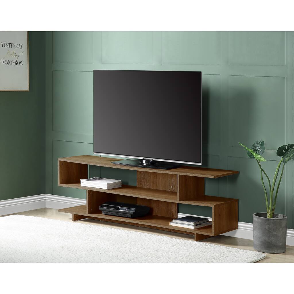 59''L Abhay Traditional Casual Composite Wooden 3-Tier TV Stand with 6 ...