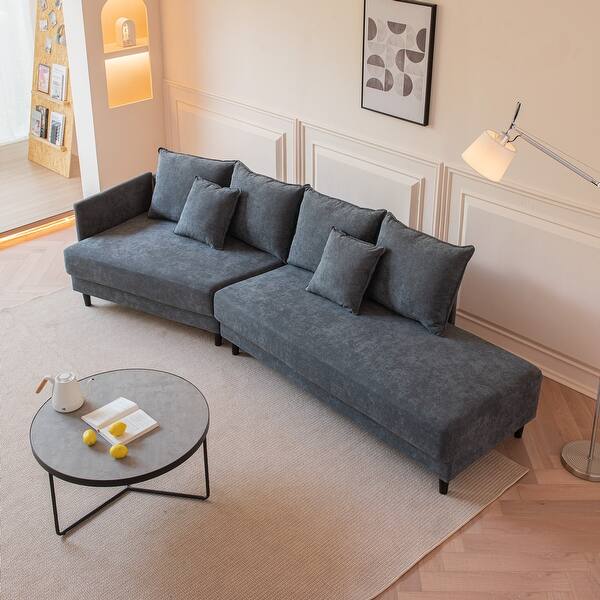 Luxurious and Streamlined Polyester Sectional Sofa with Right Hand ...