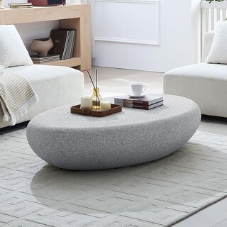 Oval Fiberglass Coffee Table, Modern Faux Stone for Indoor or Outdoor ...