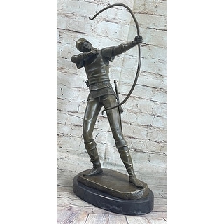 Medieval English British Longbow Bowman Archer Bow Arrow Bronze Statue ...