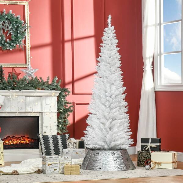 HOMCOM 6' Unlit Pencil Slim Christmas Tree with Stand, Artificial Noble ...