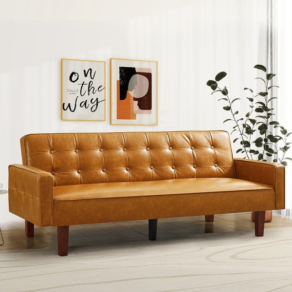 Faux leather sleeper couch store