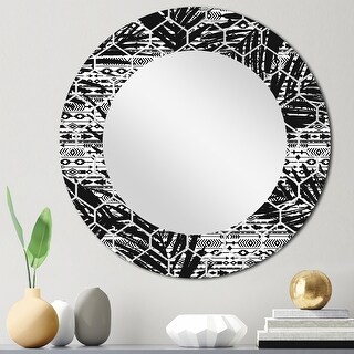 Designart 'Monochrome Palm Leaf Geometric' Printed Modern Wall Mirror ...