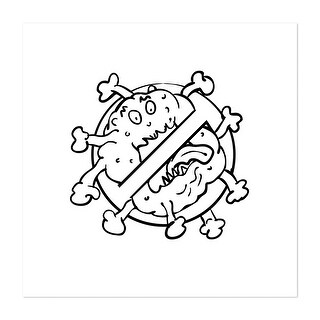 Stop Influenza Flu Cartoon Sign Digital Black White Art Print/Poster ...