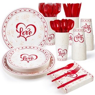 215 Pcs Valentine's Day Disposable Dinnerware Set for 24 - Bed Bath ...