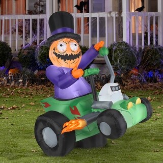 Gemmy Airblown Jack's Ride Pumpkin Man, 6 ft Tall, Multicolored - Bed ...