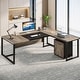 Large Executive Desk with File Cabinet, L Shaped Computer Desk Storage ...