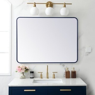 30"x40" Soft Corner Metal Rectangular Mirror Blue - Bed Bath & Beyond ...