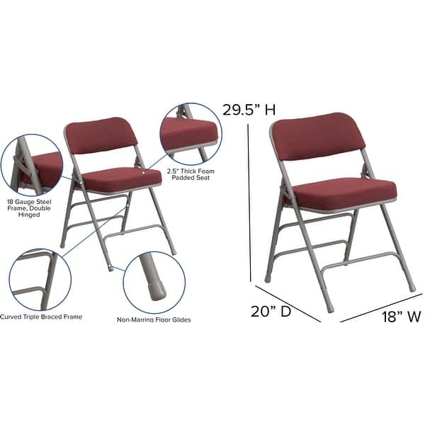 Padded Metal Frame Folding Chairs with Burgundy Patterned Fabric ...