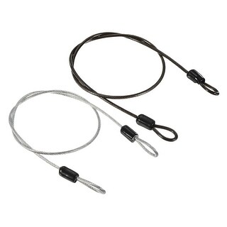 Security Cable 2.5mmx0.5m Coated Rope w Loop Transparent,Black 2Pcs ...