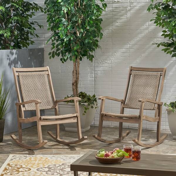 Lucas Outdoor Rustic Wicker Rocking Chairs (Set of 2) by Christopher ...
