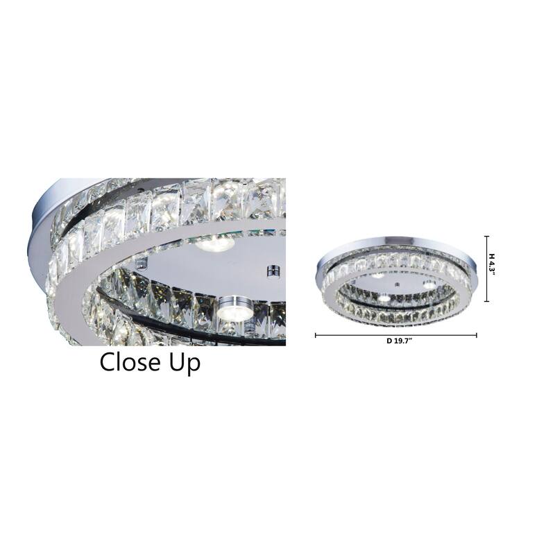 Chrome Metal LED Flush Mount with Clear Crytal - Overstock - 29012829