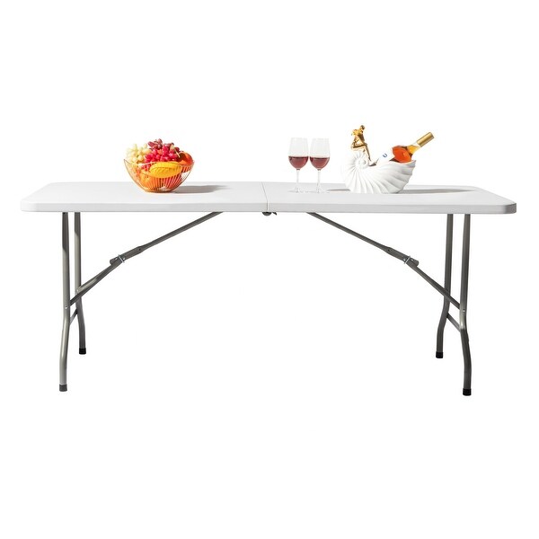 Folding Table Portable Plastic Indoor Outdoor Picnic Party Dining Camping Tables 72.36 x 30.04 x 29.33 L x W x H Off White