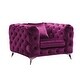 Chesterfield Design Fabric Chair with Track Arms and Metal Legs, Purple ...