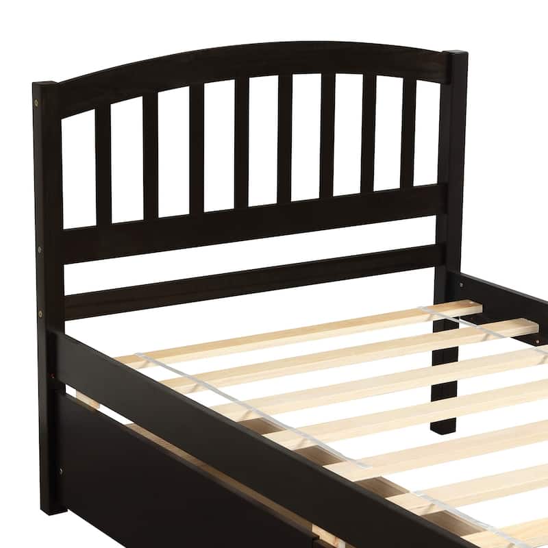 Nestfair Twin Size Wood Platform Bed with Two Drawers and Headboard ...