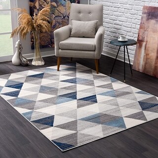 2' x 5' Navy Blue Geometric Diamond Area Rug - 3'6" - Bed Bath & Beyond ...