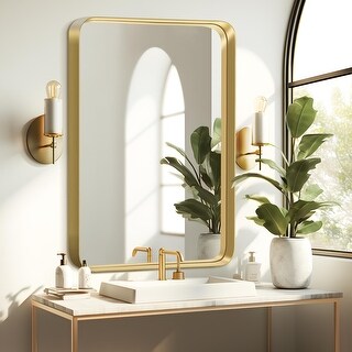 Modern Wall-Mounted Vanity Mirror with Golden Alloy Frame and High ...