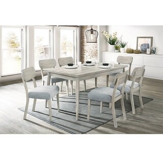 7pcs Dining Set Rectangle Natural Wood Grain Color Dining Table And ...