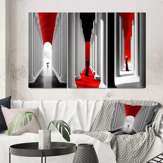 Designart "The Red Umbrella Minimal Architecture" Abstract Landscape ...