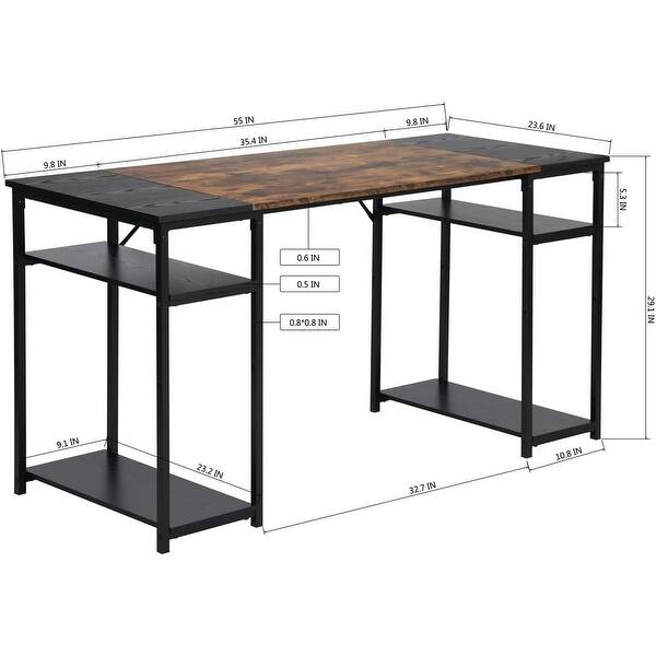Home Office Desk Wood Top L55 Contemporary Writing Table with 4 Storage ...