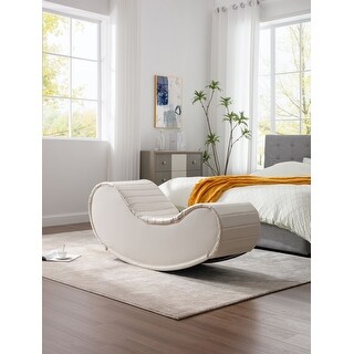 Modern Rocking Chair, Upholstered Yoga Chaise Lounges, Faux Leather ...