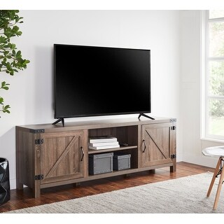 Rustic Farmhouse 70-inch Barn Door Media Console TV Stand - 70 inches ...