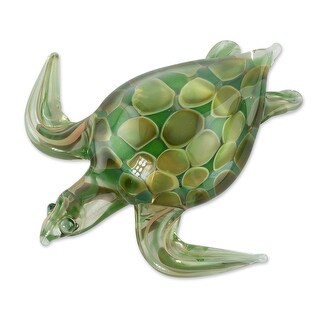Novica Handmade Leatherback Turtle Art Glass Figurine - Bed Bath ...