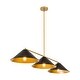 3-Light Mid-Century Modern Black/White Linear Cone Large Chandelier for ...