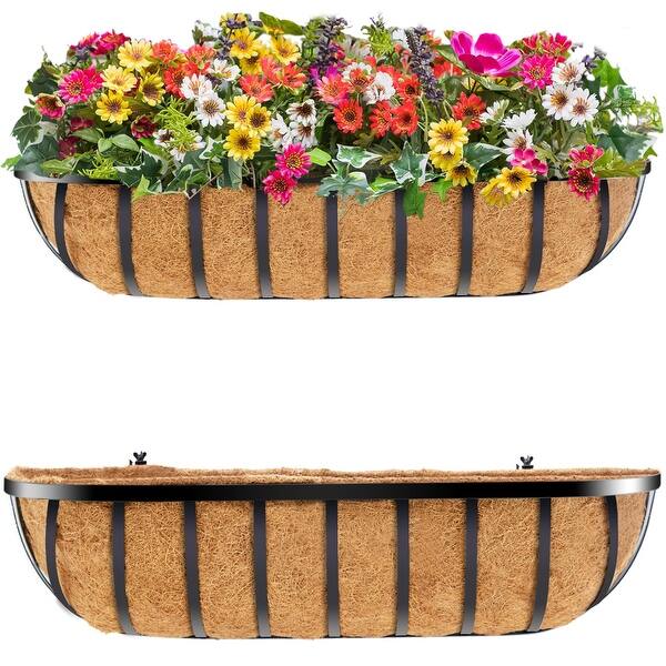 30'' Large Window Box Railing Planter,Window Flower Boxes Outdoor Over ...