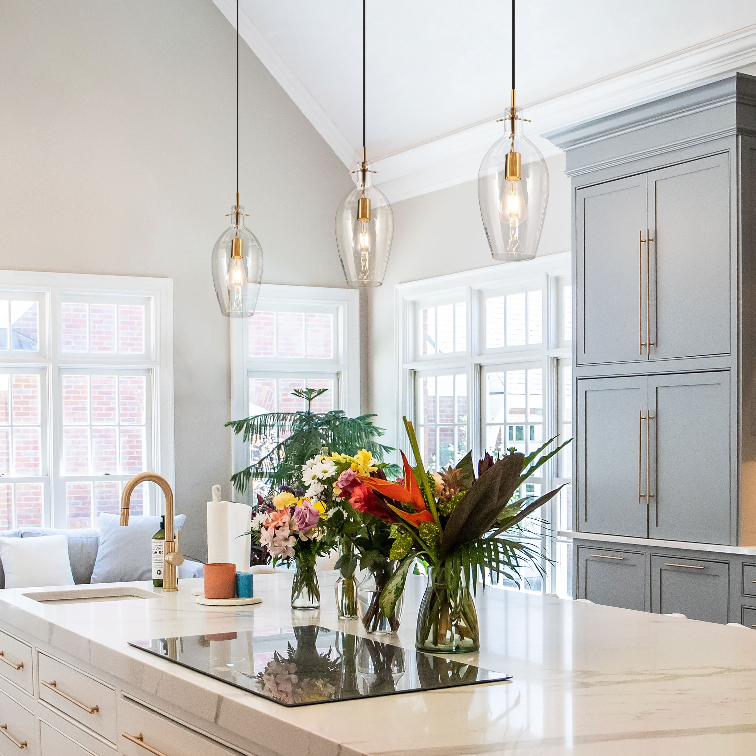 Coria Modern Glam Abstract Glass Kitchen Island Pendant Lights Long Bar ...