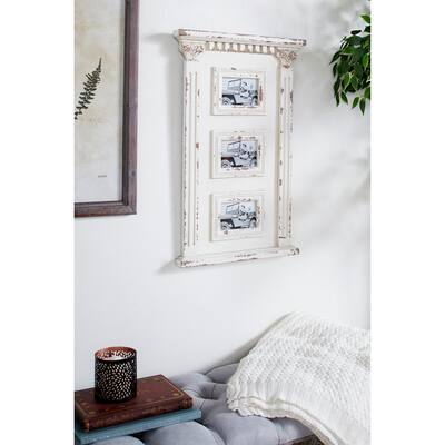 White Wood 3 Slot Wall Photo Frame - Overstock - 32112577