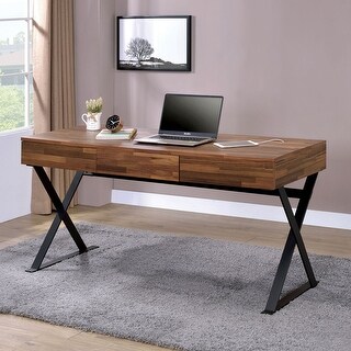 GDFStudio - Ethan Industrial Computer Desk with X-Cross Legs, Three ...