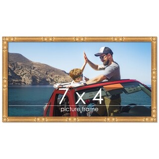 7x4 Frame Gold Bamboo Solid Wood Picture Frame with UV Acrylic, Foam ...