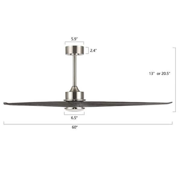 60" Solid Wood 3-Blade LED Ceiling Fan with Light Kit and Remote ...