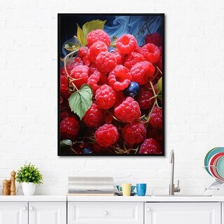 Designart "Fruit Raspberry Rhapsody Expressive" Fruits Framed Canvas ...