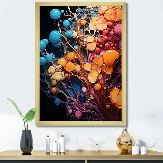 Designart "Contrasting Streams Drip Painting I" Drip Painting Framed ...