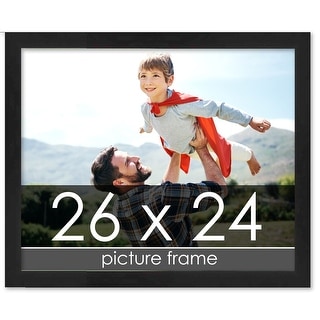 26x24 Lacquer Black Complete Wood Picture Frame with UV Acrylic, Foam ...