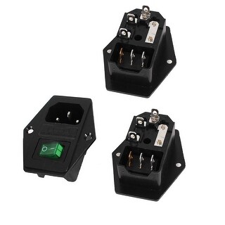 3 x SPST Green Light Rocker Switch IEC320 C14 Power Socket w Fuse AC ...