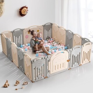 Baby Fence, Foldable Playpen, 18 Panel Extra Large Playpen for Babies ...