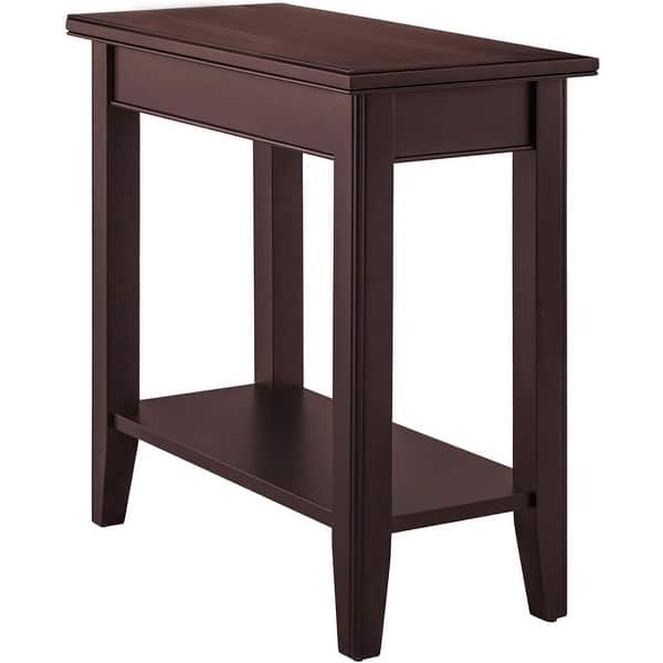 Compact Solid Wood End Table with Display Shelf, Easy Assembly ...