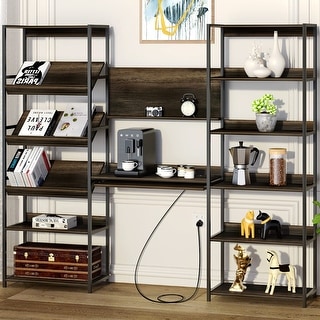 71" Triple Wide 6 Tier 13-Shelf Bookcase Large Wall Etagere Tall Book ...