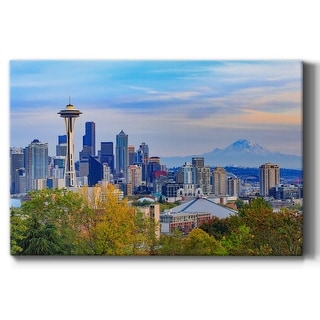 Space Needle and Seattle downtown Premium Gallery Wrapped Canvas ...