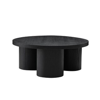 Cid Smith 36 Inch Coffee Table, Round Top and Legs, Black Solid Oak ...