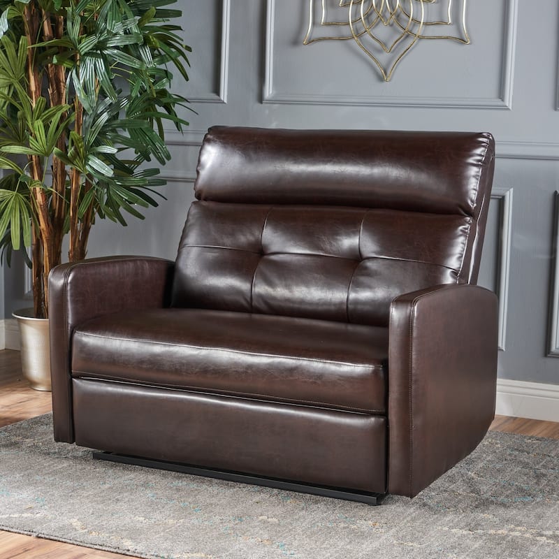 Halima Faux Leather 2-Seater Recliner Club Chair by Christopher Knight ...