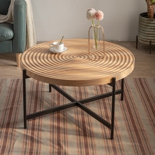 Modern Thread Design Round Coffee Table with Concentric Circular ...