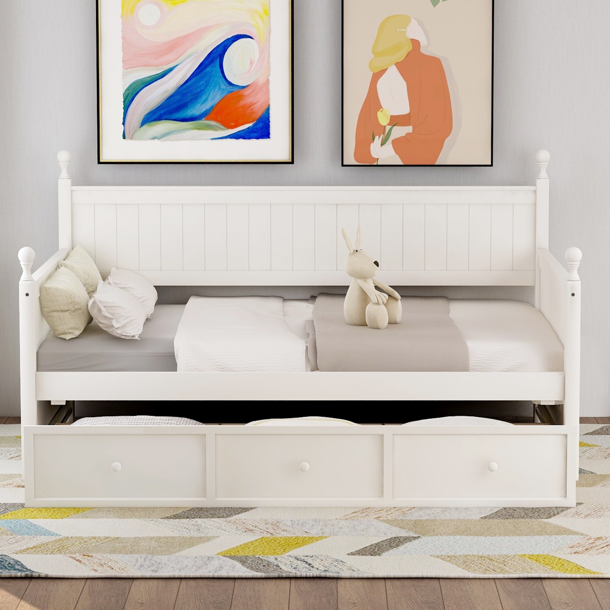 White daybed with storage drawers store