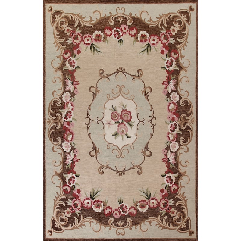 Traditional Aubusson Hand-Tufted Rug Oriental Wool Carpet - Overstock ...