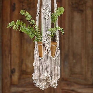 Novica Handmade Tegalalang Plants Cotton Flower Pot Hanger - Bed Bath ...